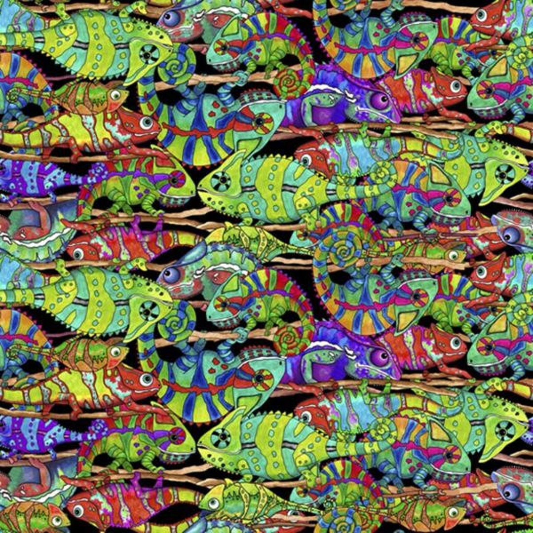 Chameleon Fabric by Half Yard, Lizard Fabric, Chameleon Printed ...