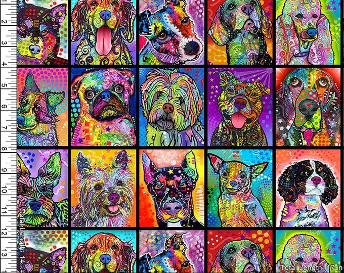 Dog Fabric by Half Yard, Dog Panel, Printed Quilting Cotton, Dog ...