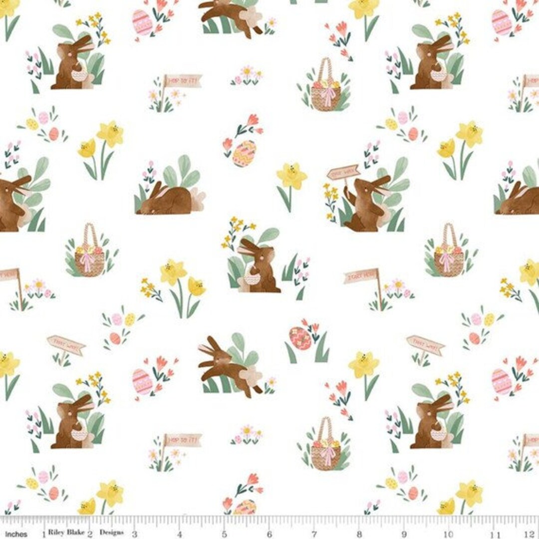 Spring Fabric by Half Yard, Garden Printed Quilting Cotton, Easter ...