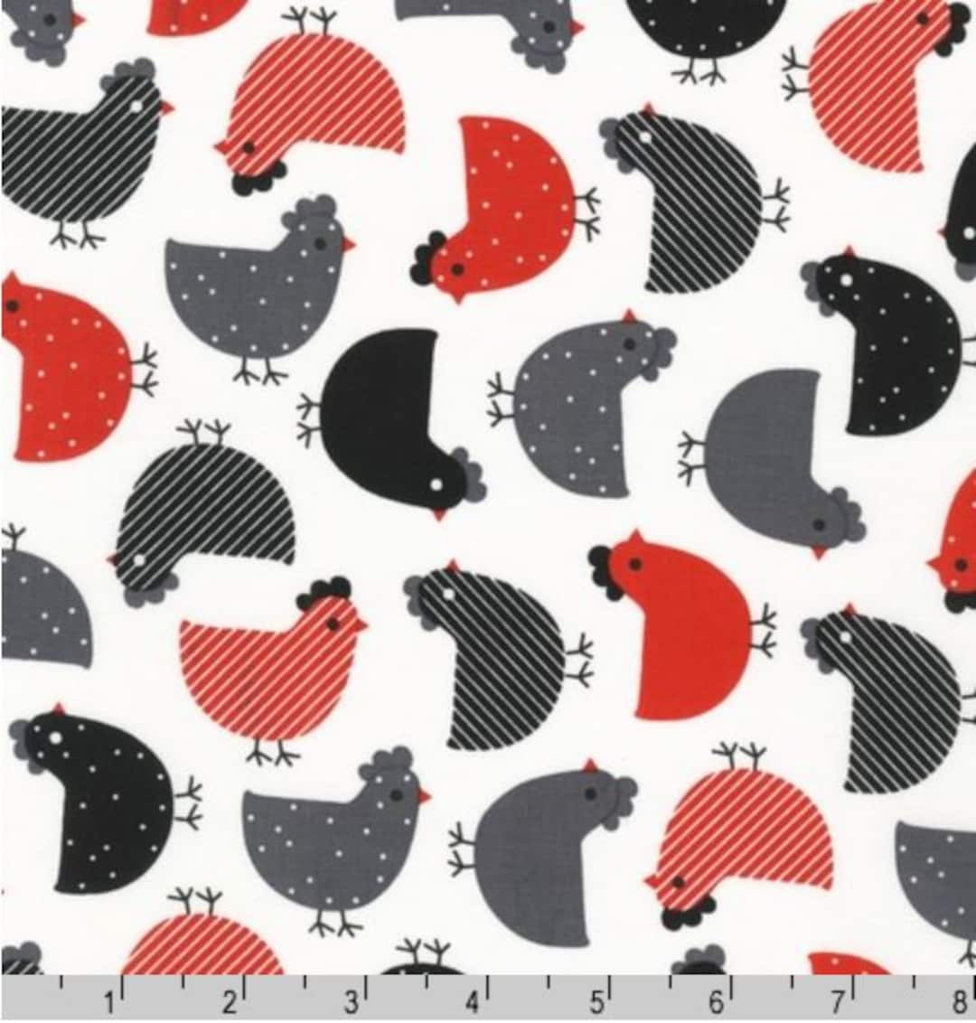 Chicken Fabric by Half Yard, Bird Fabric, Printed Quilting Cotton, Bird ...