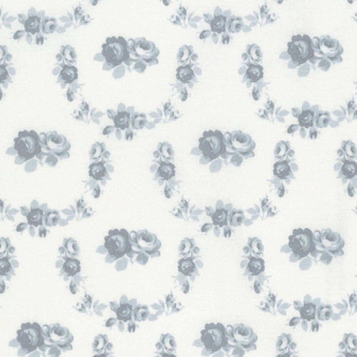 Grey Floral Fabric by Half Yard Flower Cotton Trellis - Etsy