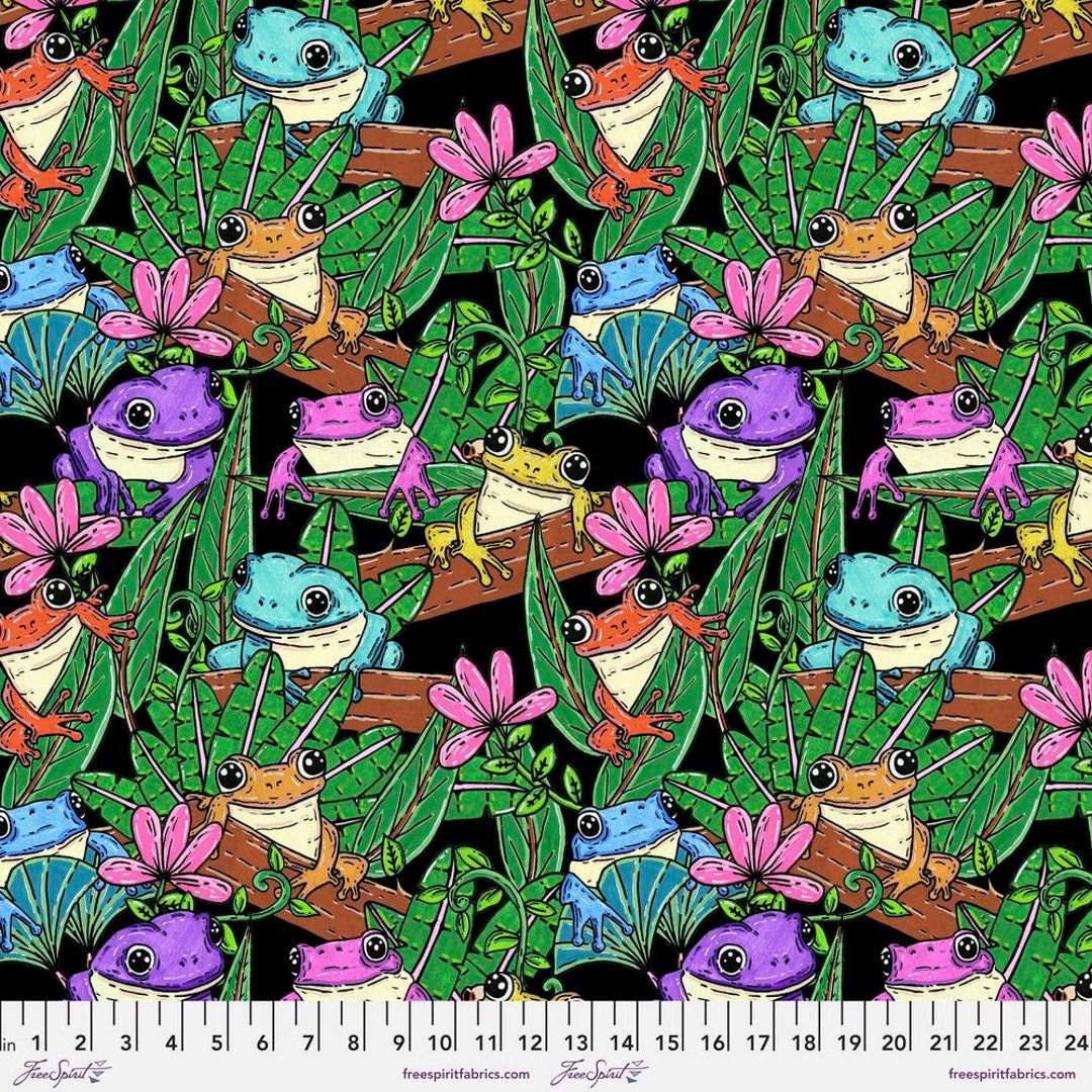 Frog Fabric by Half Yard, Tropical Frog Quilting Cotton, Animal ...