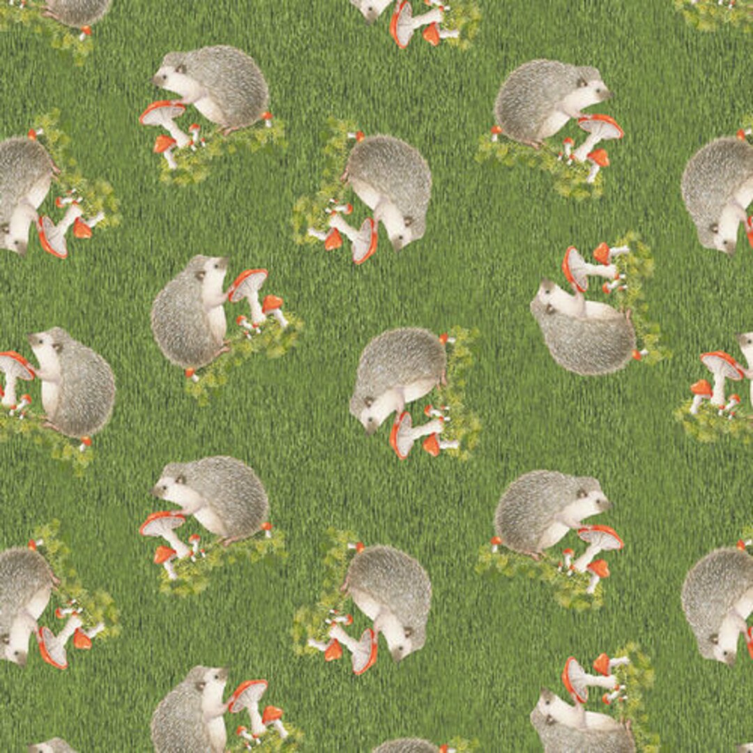 Hedgehog Fabric by Half Yard, Forest Cotton, Hedgehog Quilting Cotton ...