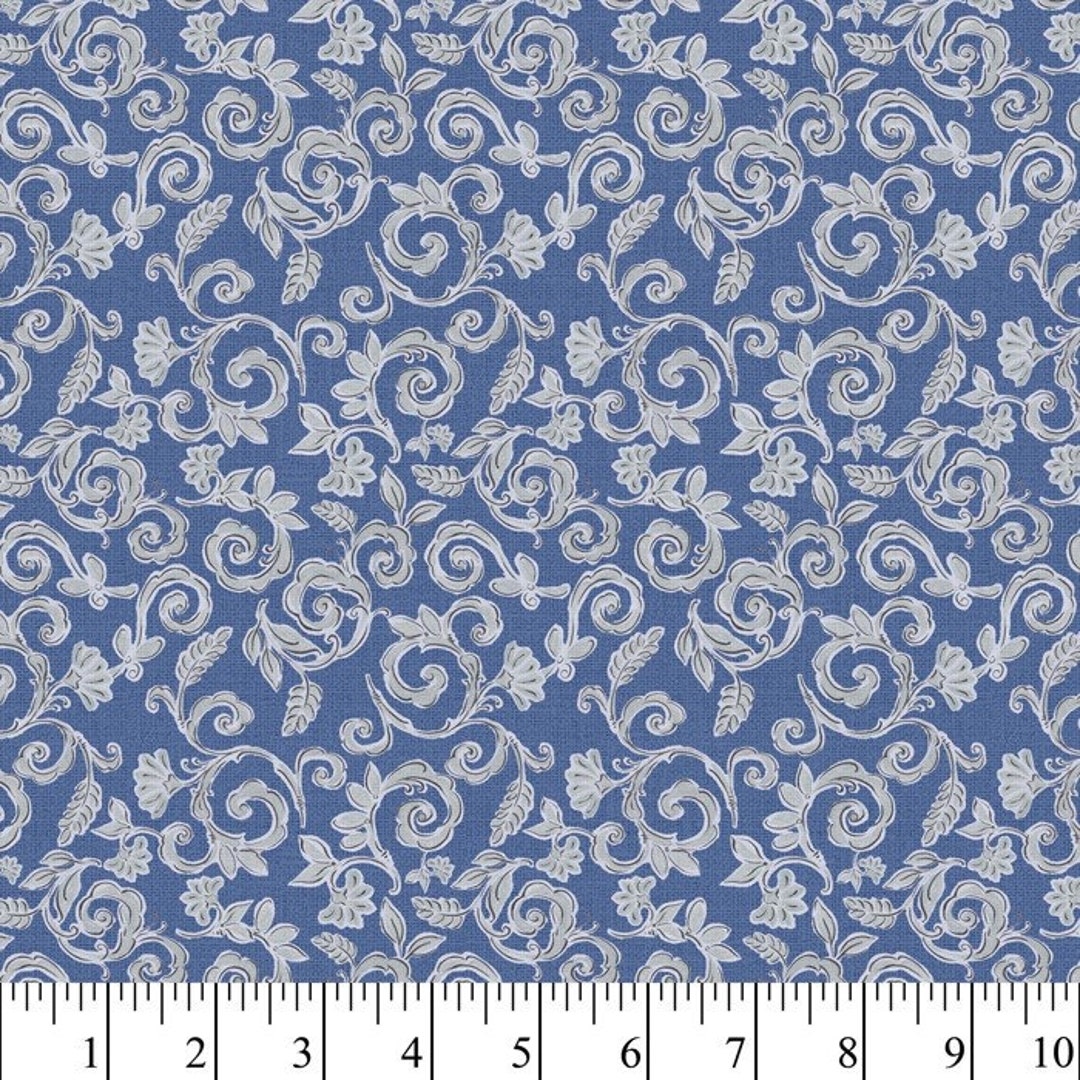 Swirl Fabric by Half Yard, Blue Swirl Blender Fabric, Printed Quilting ...