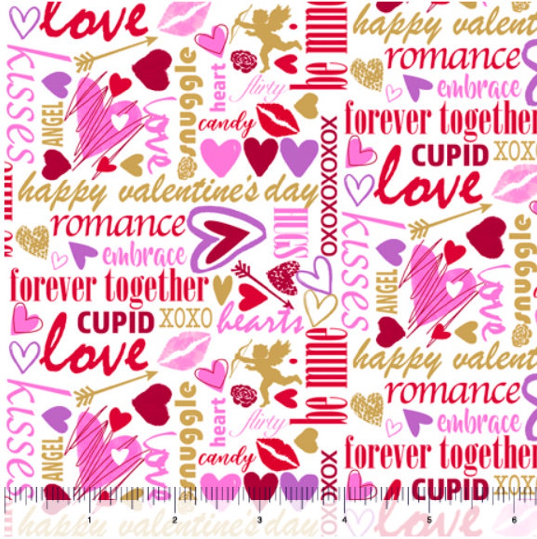 Heart Fabric by Half Yard, Love Fabric, Heart Printed Quilting Cotton ...