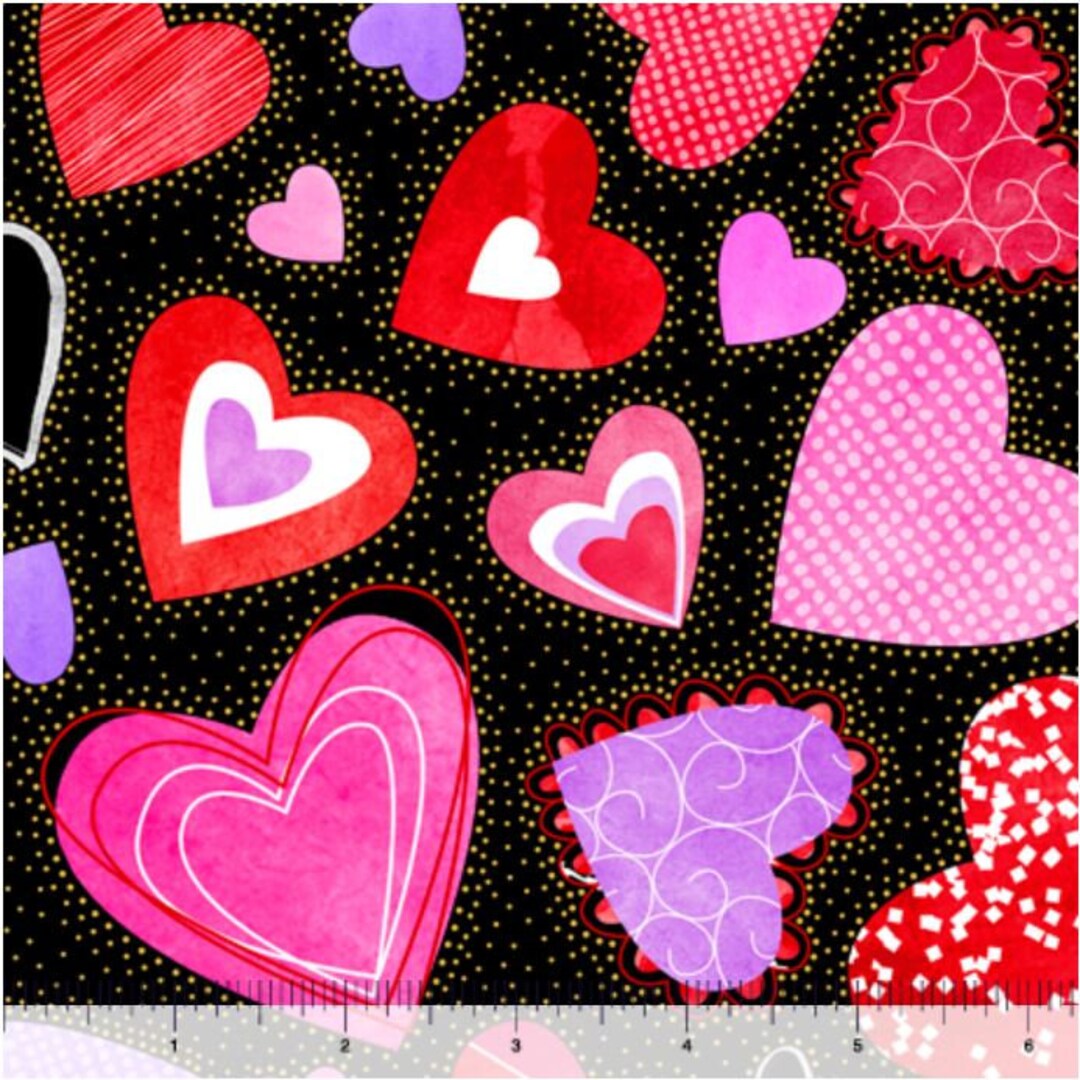 Heart Fabric by Half Yard, Love Fabric, Heart Printed Quilting Cotton ...