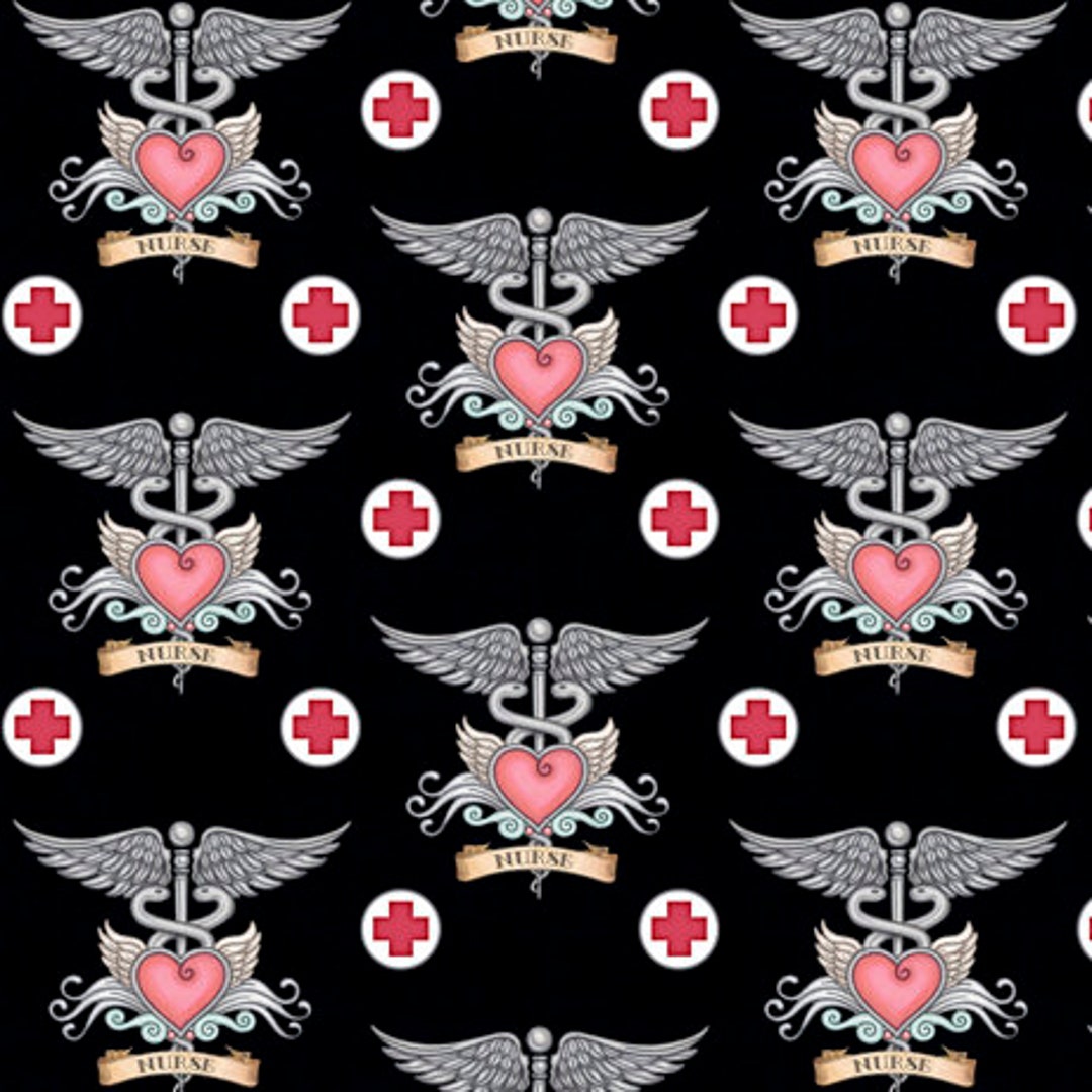 Medical Fabric by Half Yard, Nurse Fabric, Printed Quilting Cotton ...