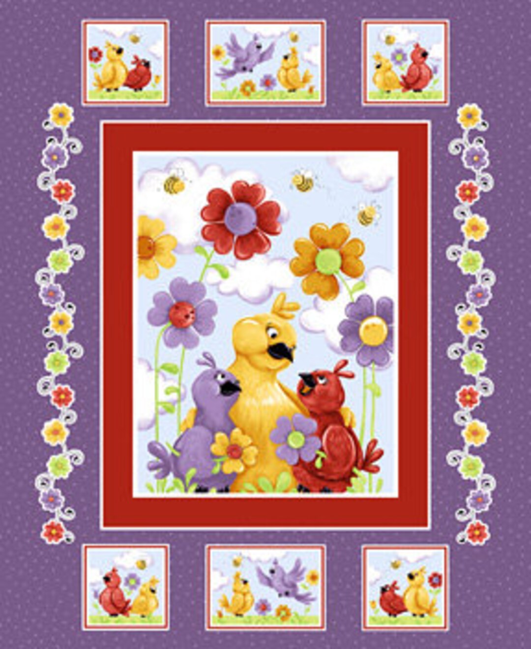 Bird Panel Fabric by the Yard, Susybee Panel, Bird Quilting Panel, Bird ...