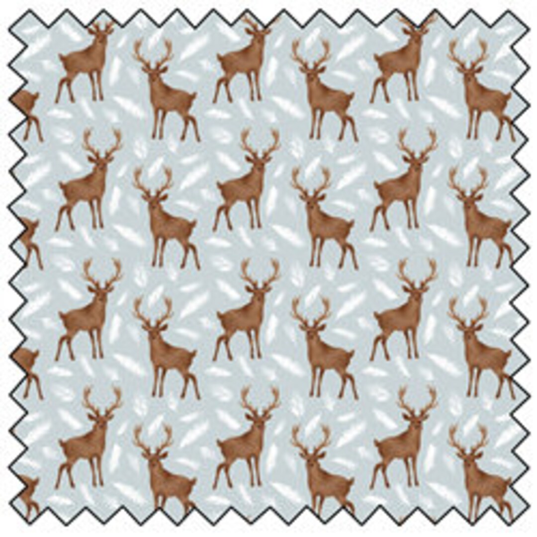 Winter Deer Fabric by Half Yard, Deer Quilting Cotton, Winter Deer ...