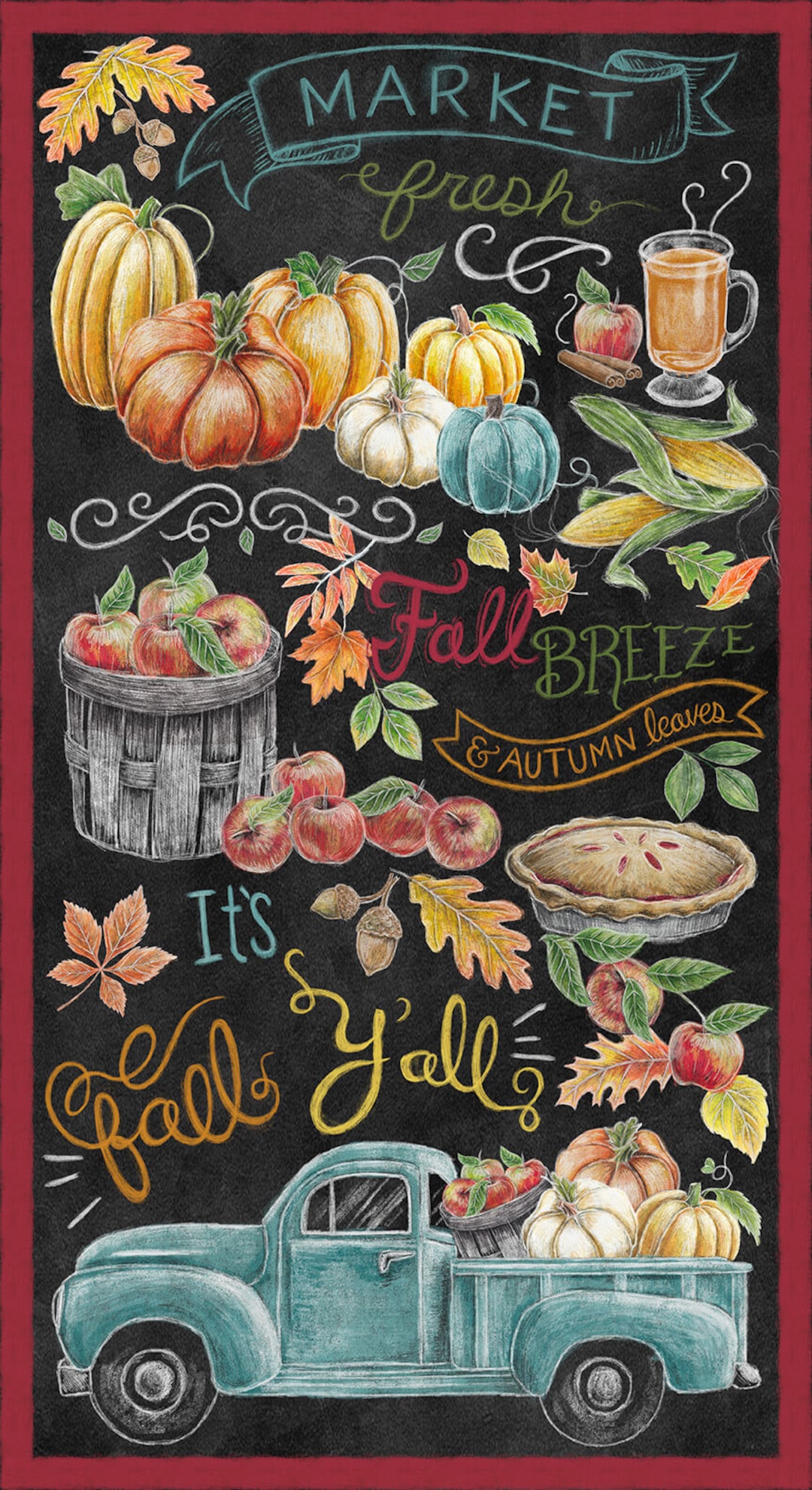 Fall Harvest Panel Fabric, Pumpkin Panel, Autumn Quilting Panel, Fall ...