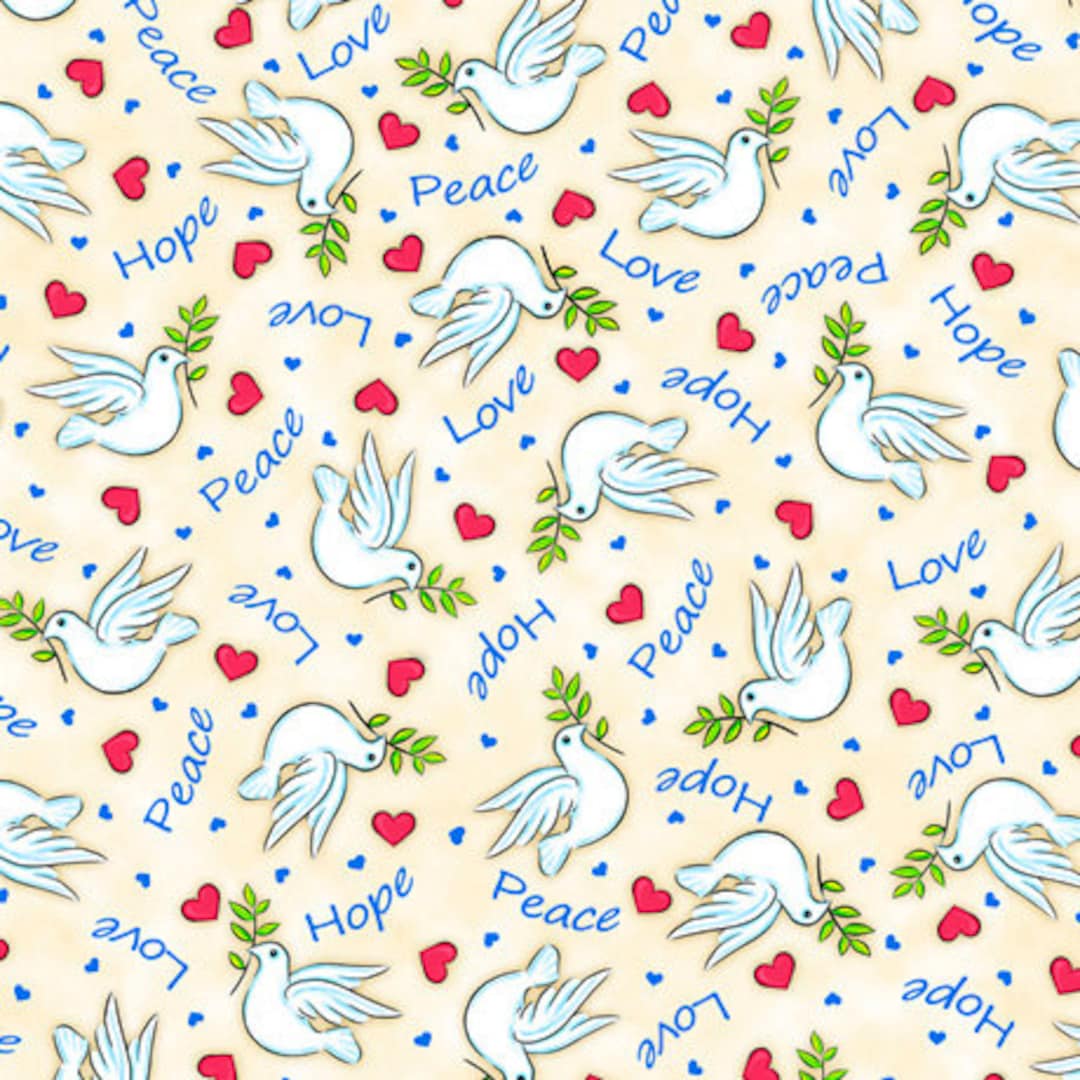 Religious Fabric by Half Yard, Religious Print Fabric, Dove Printed ...