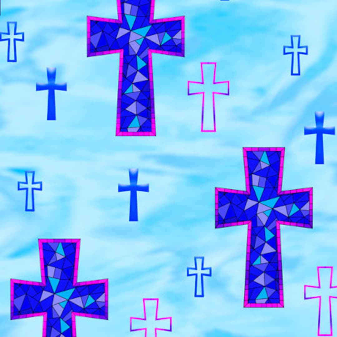 Religious Fabric by Half Yard, Religious Print Fabric, Cross Printed ...
