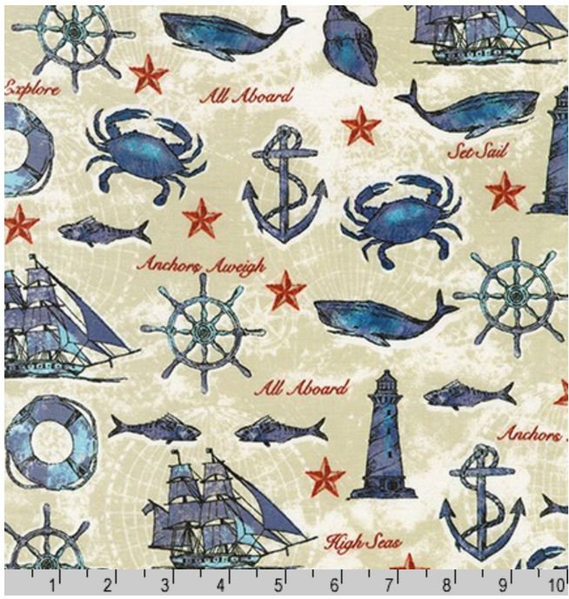 Ship Fabric by Half Yard Men Fabric Nautical Quilting | Etsy