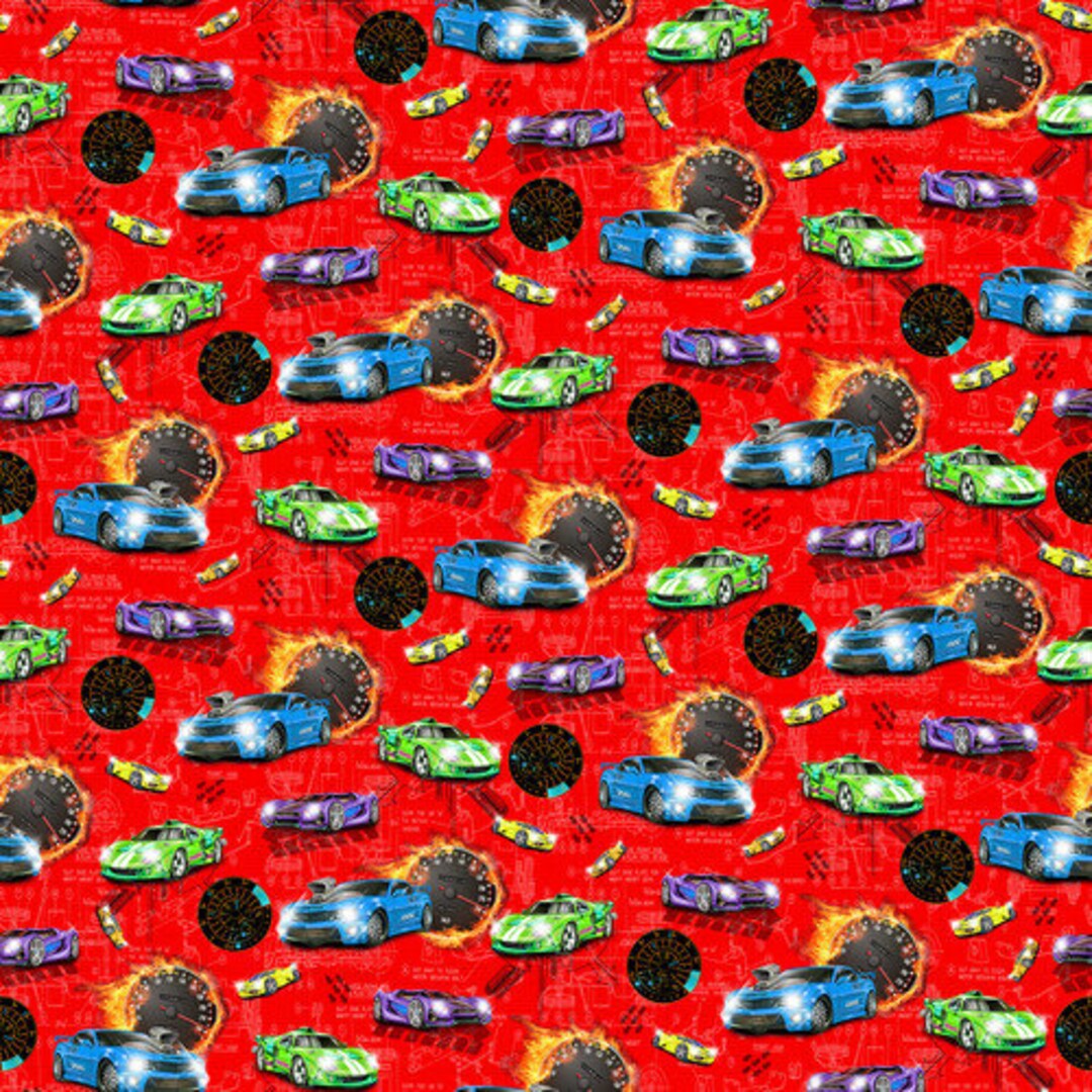 Fast Cars Fabric by Half Yard, Cars Fabric, Printed Quilting Cotton ...