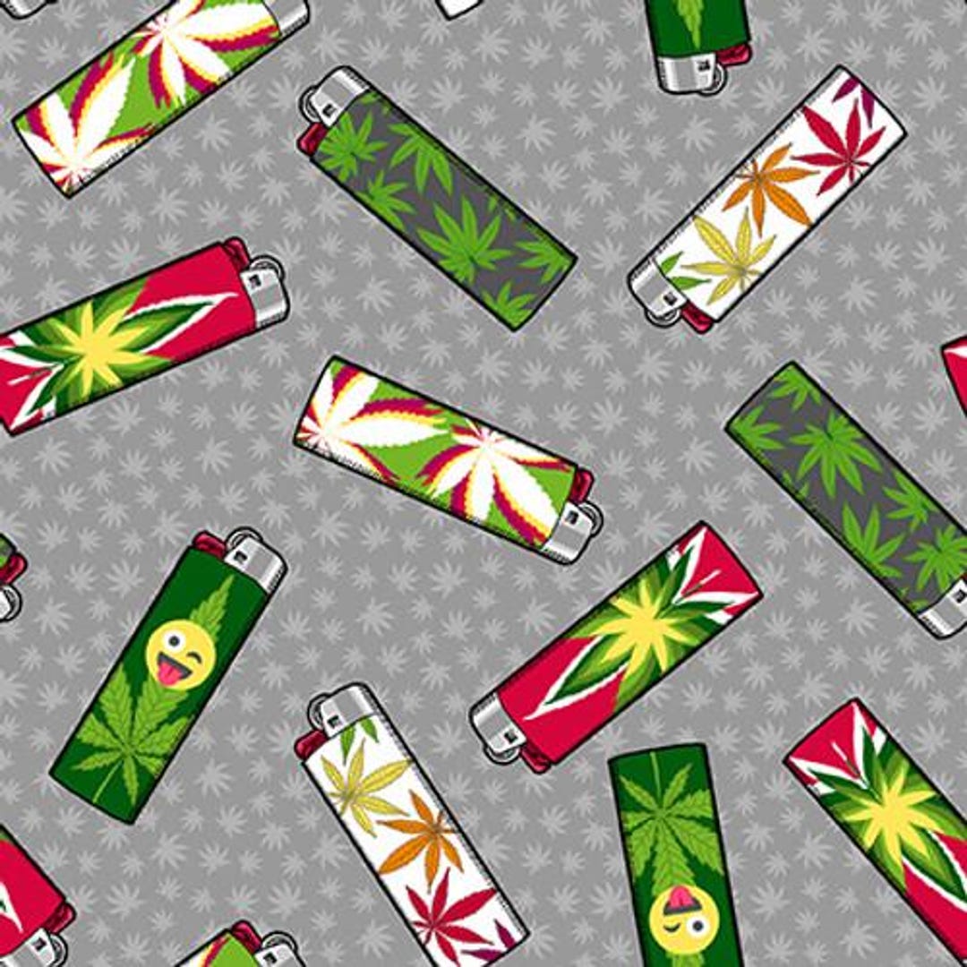 Cannabis Fabric by Half Yard, Pot Leaf Lighter Fabric Printed Quilting ...