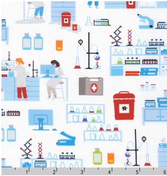 Medical fabric by half yard nurse fabric physician printed | Etsy