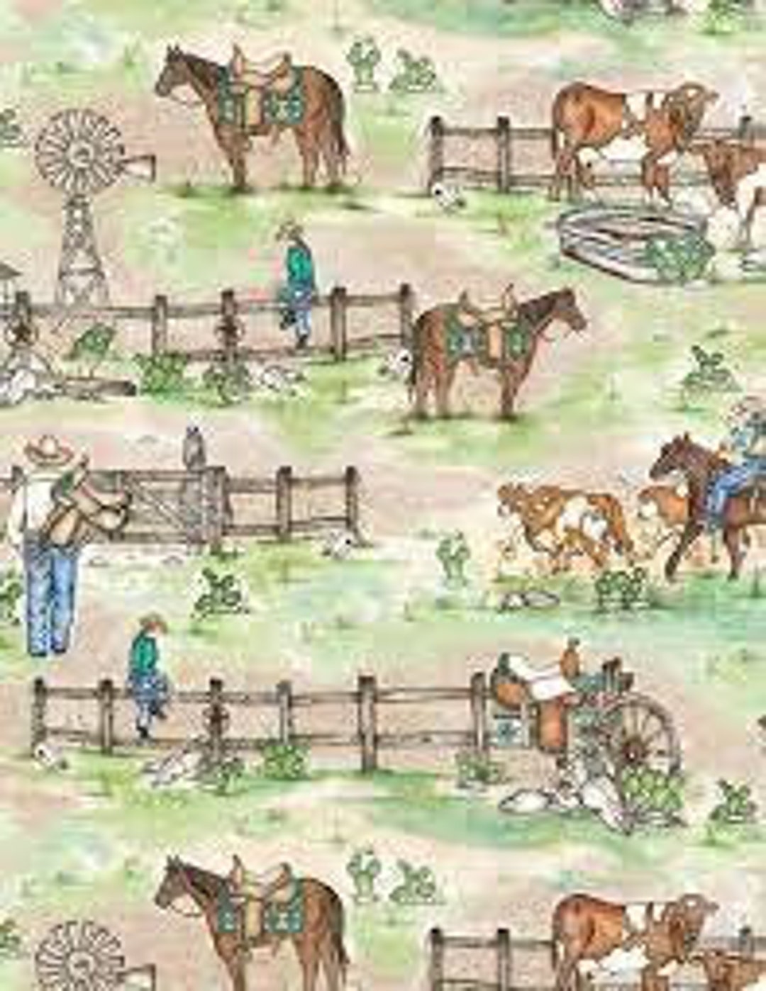 Farm Fabric by Half Yard, Western Print Fabric, Horse Printed Quilting ...