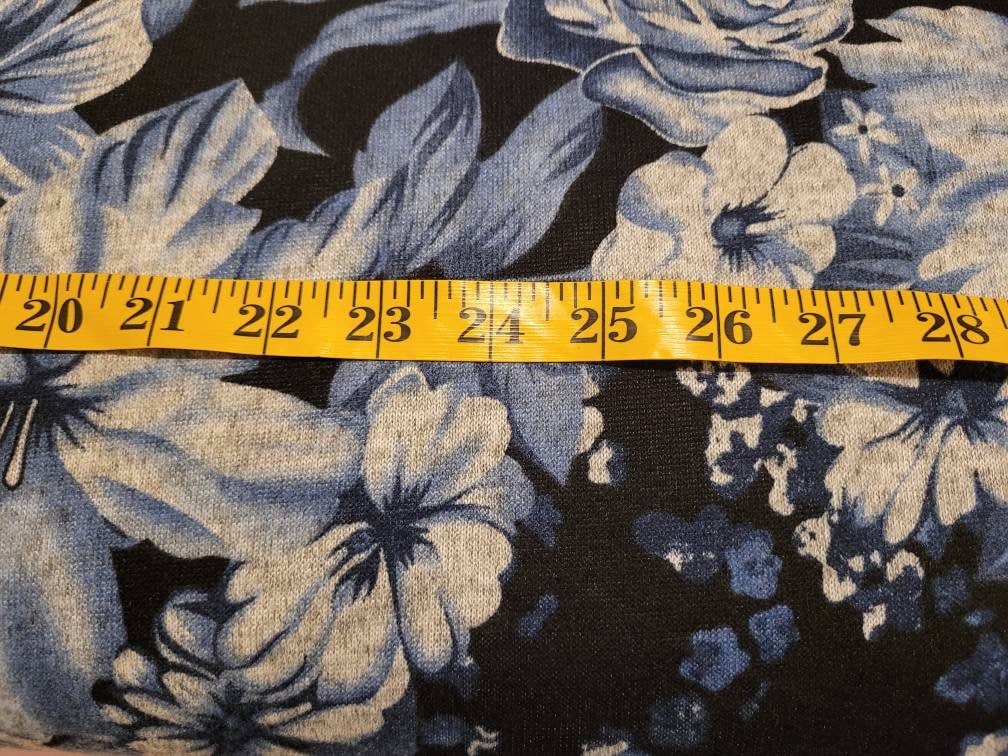 Blue floral sweater knit fabric by half yard floral knit | Etsy