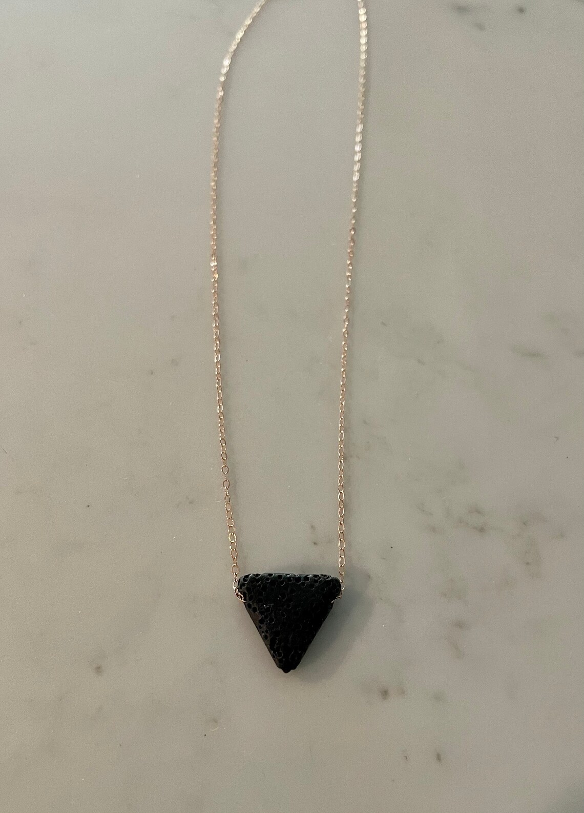 Lava Stone Triangle Diffuser Necklace, 14K Gold, Sterling Silver Chain ...