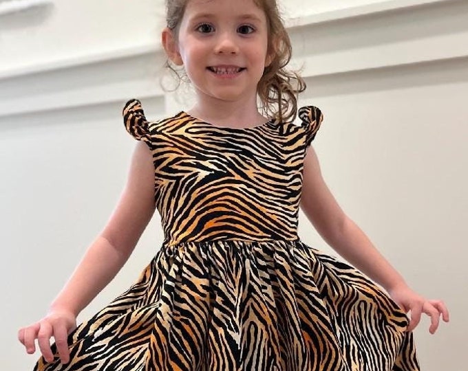 Tiger Print Dress Girls, Toddler Tiger Print Dress, Animal Print Dress ...