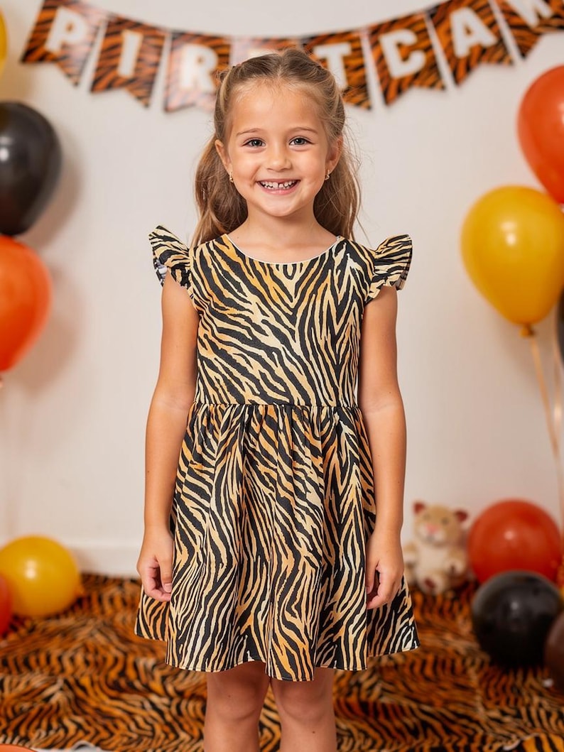 Tiger Print Dress Girls, Toddler Tiger Print Dress, Animal Print Dress ...