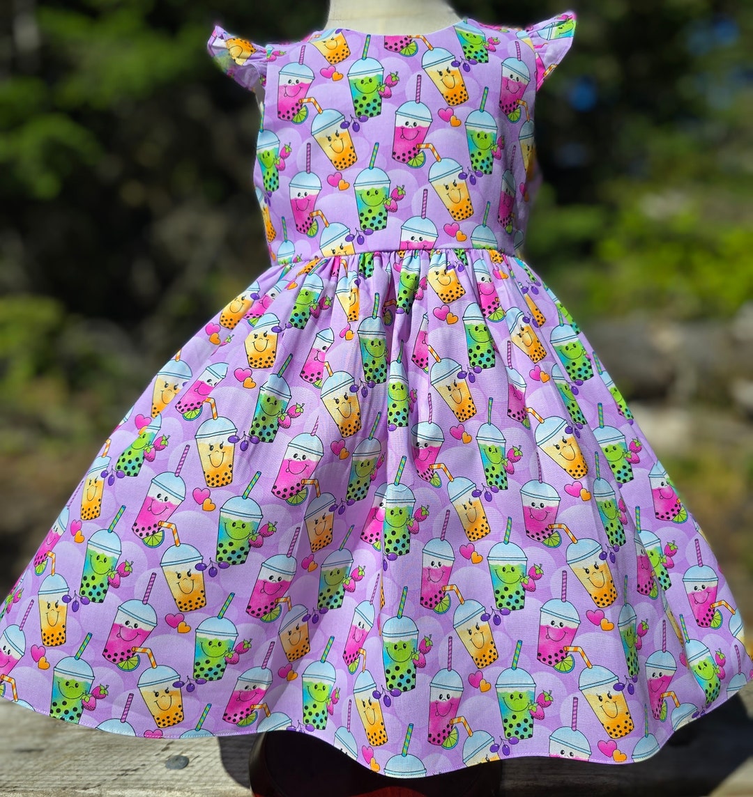 Boba Tea Dress Girls, Bubble Tea Party Dress, Party Dress Girls Boba ...