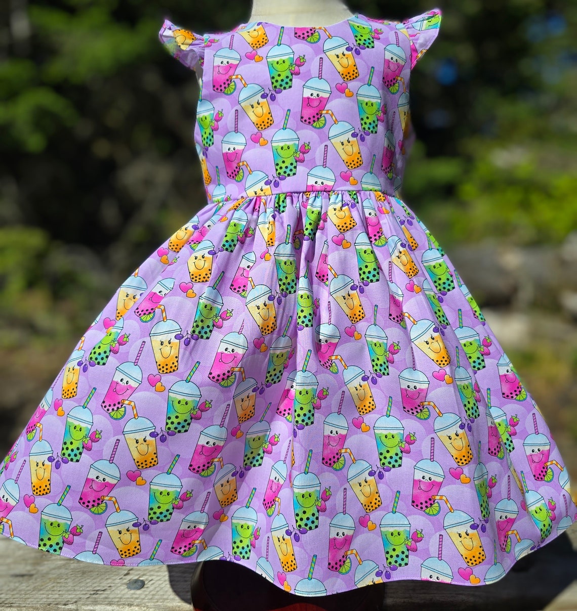 Boba Tea Dress Girls, Bubble Tea Party Dress, Party Dress Girls Boba ...