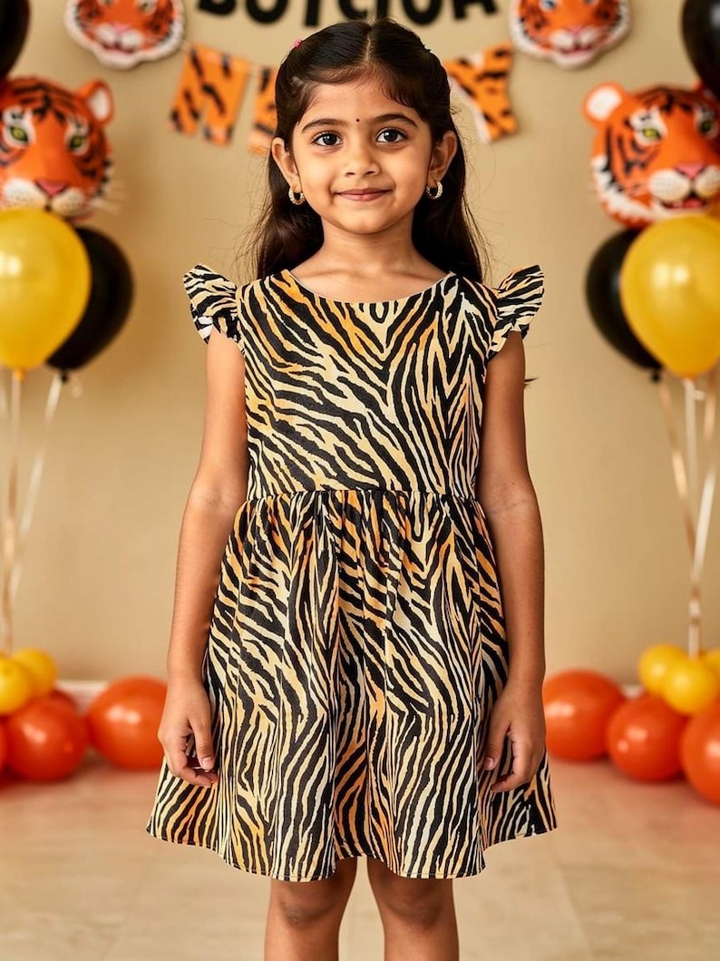 Tiger Print Dress Girls, Toddler Tiger Print Dress, Animal Print Dress ...