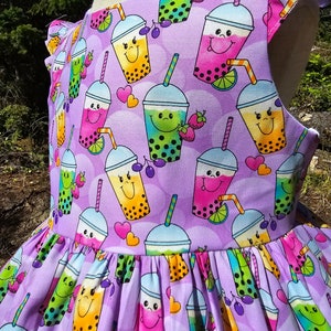Boba Tea Dress Girls, Bubble Tea Party Dress, Party Dress Girls Boba ...