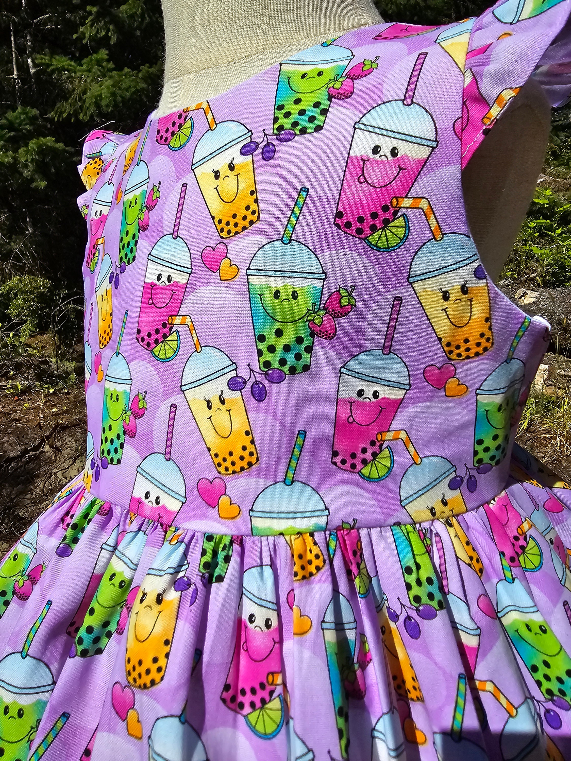 Boba Tea Dress Girls, Bubble Tea Party Dress, Party Dress Girls Boba ...