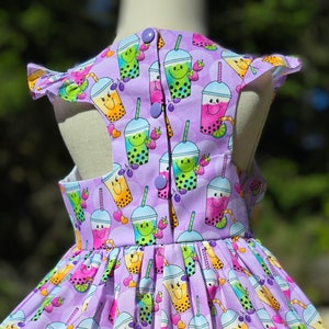 Boba Tea Dress Girls, Bubble Tea Party Dress, Party Dress Girls Boba ...