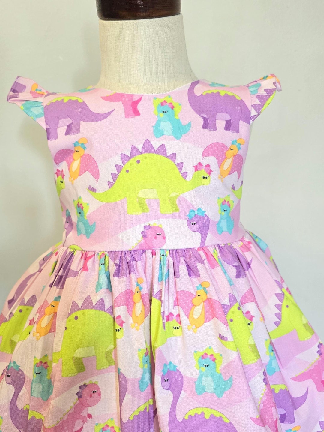 Pink Dinosaur Dress Girls,pastel Dinosaur Dress Baby, Girly Dino Dress ...
