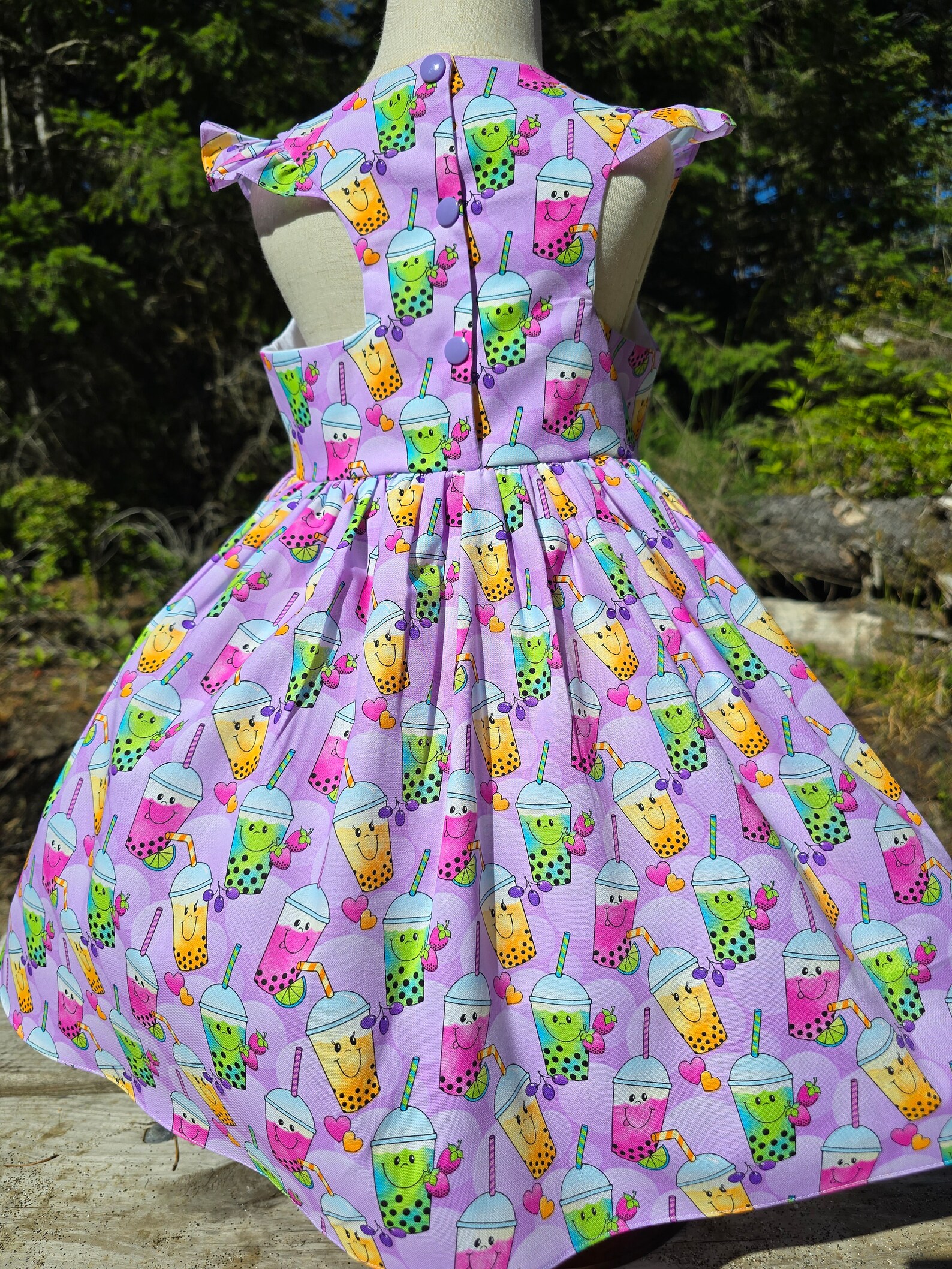 Boba Tea Dress Girls, Bubble Tea Party Dress, Party Dress Girls Boba ...