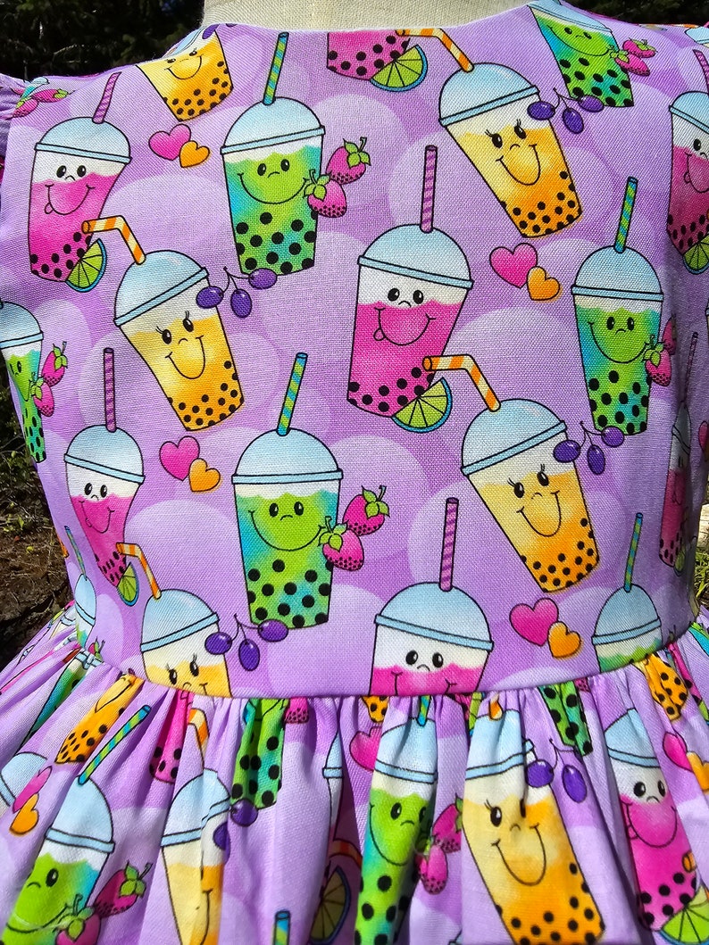 Boba Tea Dress Girls, Bubble Tea Party Dress, Party Dress Girls Boba ...