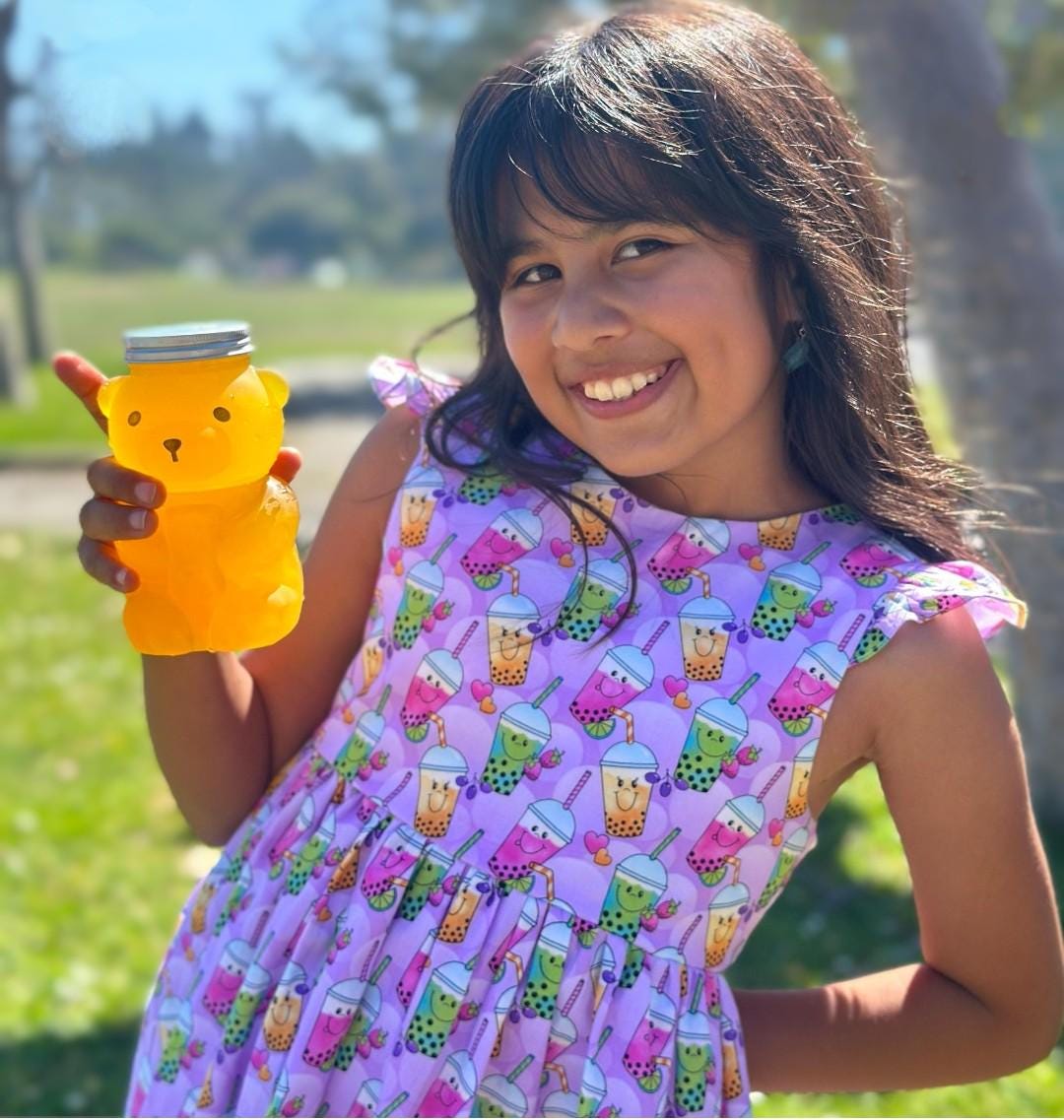 Boba Tea Dress Girls, Bubble Tea Party Dress, Party Dress Girls Boba ...
