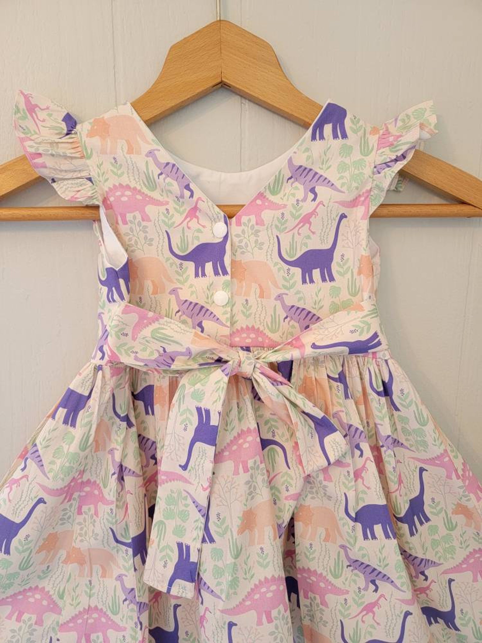 Dinosaur Dress for Girls Girly Dinosaur Dress Pastel - Etsy