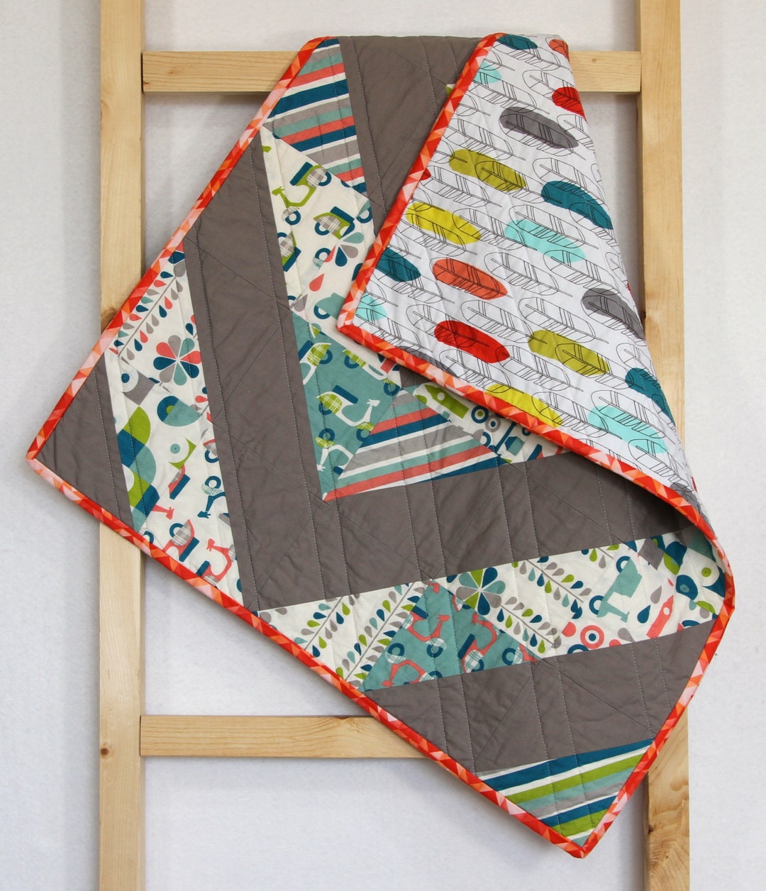 Custom Modern Baby Quilt: Organic Cotton Offset Pattern - Etsy