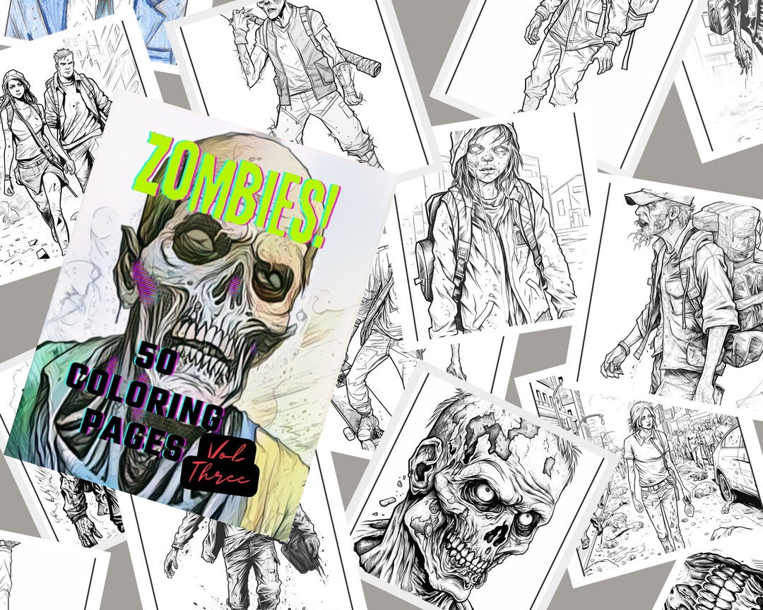 Zombies Coloring Book Pages VOL 3 Zombie Portraits PDF File Ready to ...