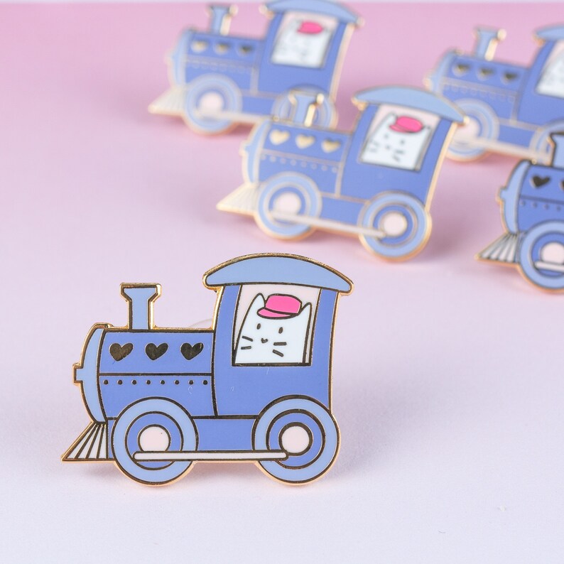 Cat Train Enamel Pin - Etsy