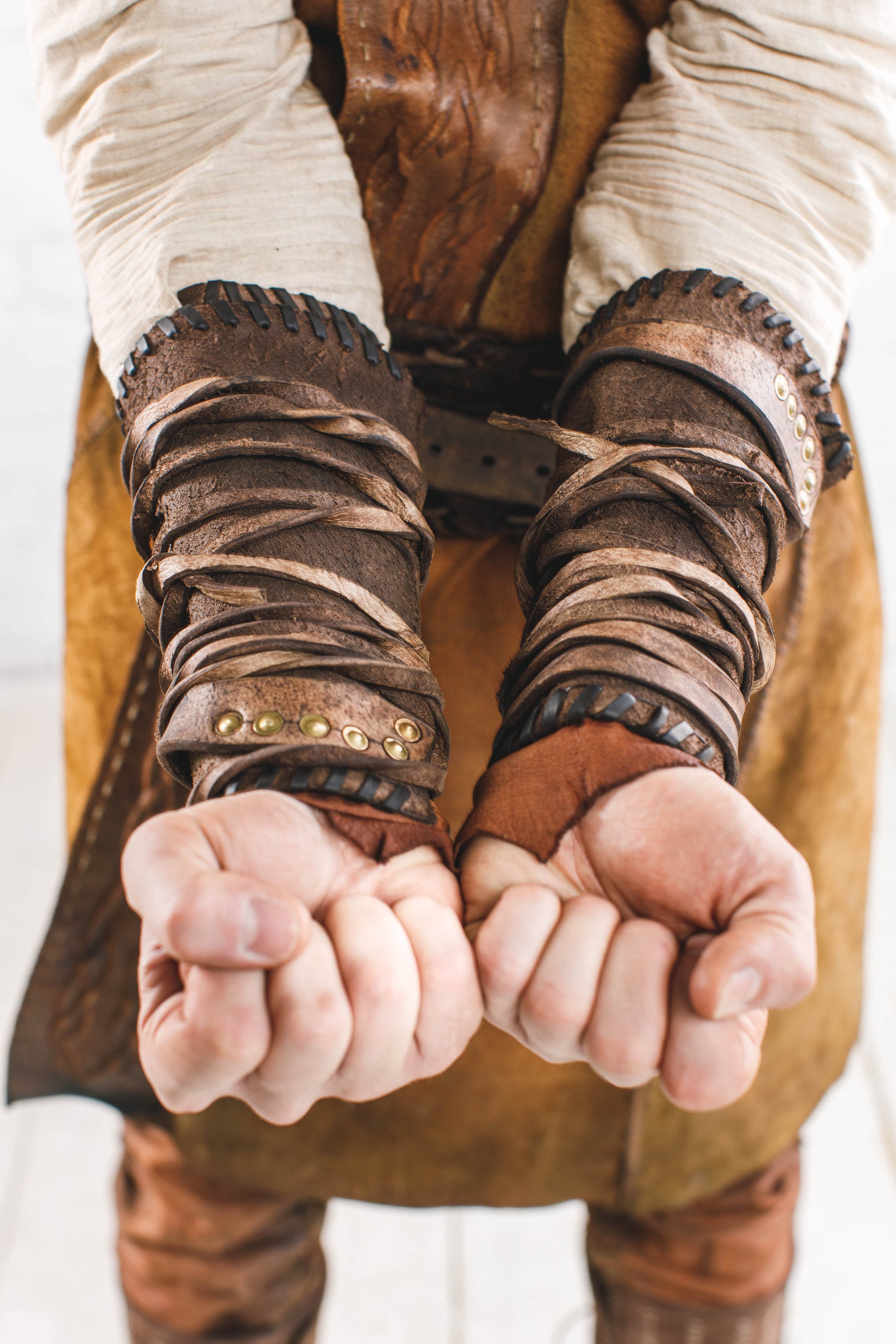 Viking leather bracers medieval larp and sca arm armor | Etsy