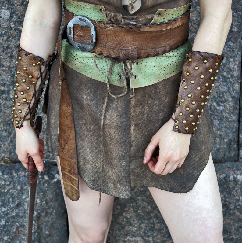 Medieval leather bracers warrior larp and sca arm armor | Etsy