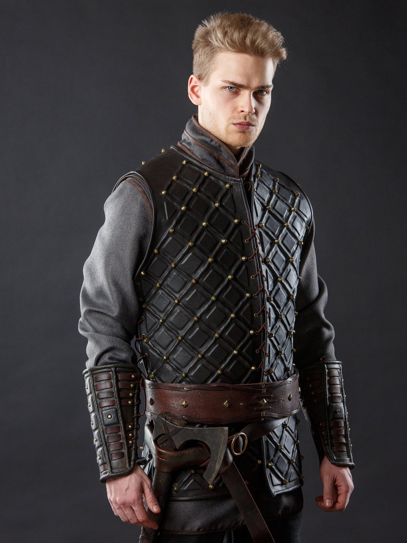 Medieval leather brigandine men larp & sca leather body | Etsy