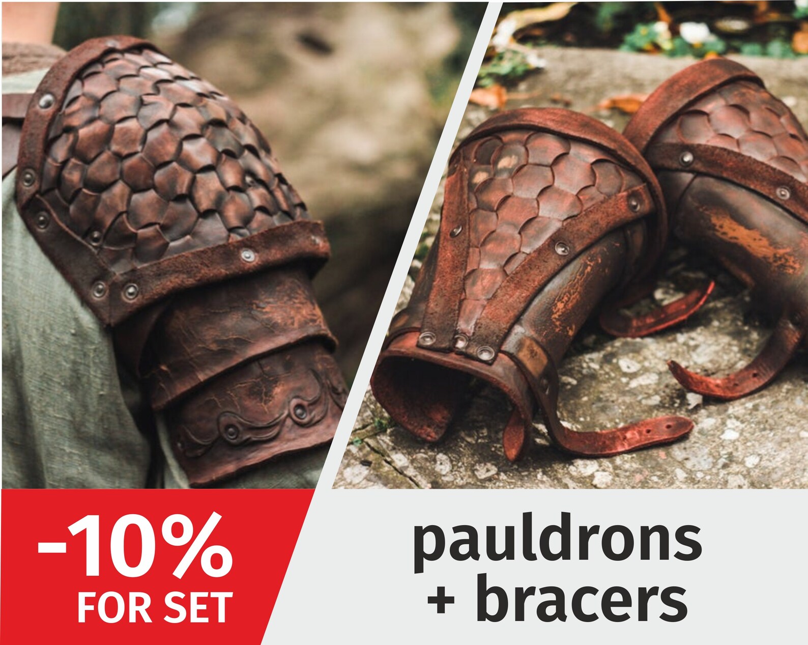 SET: Shoulder Armor Bracers Medieval Viking Men Costume | Etsy
