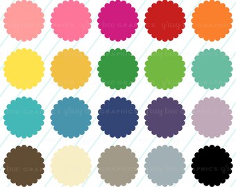 Scalloped Circle Frames Clipart Instant Download Commercial | Etsy