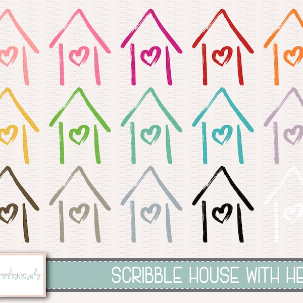 House With Hearts Clipart - Etsy