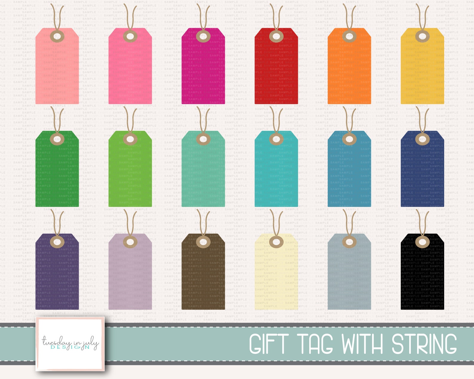 Gift Tag With String-tag-hang Tag-clipart Set, Commercial Use, Instant ...
