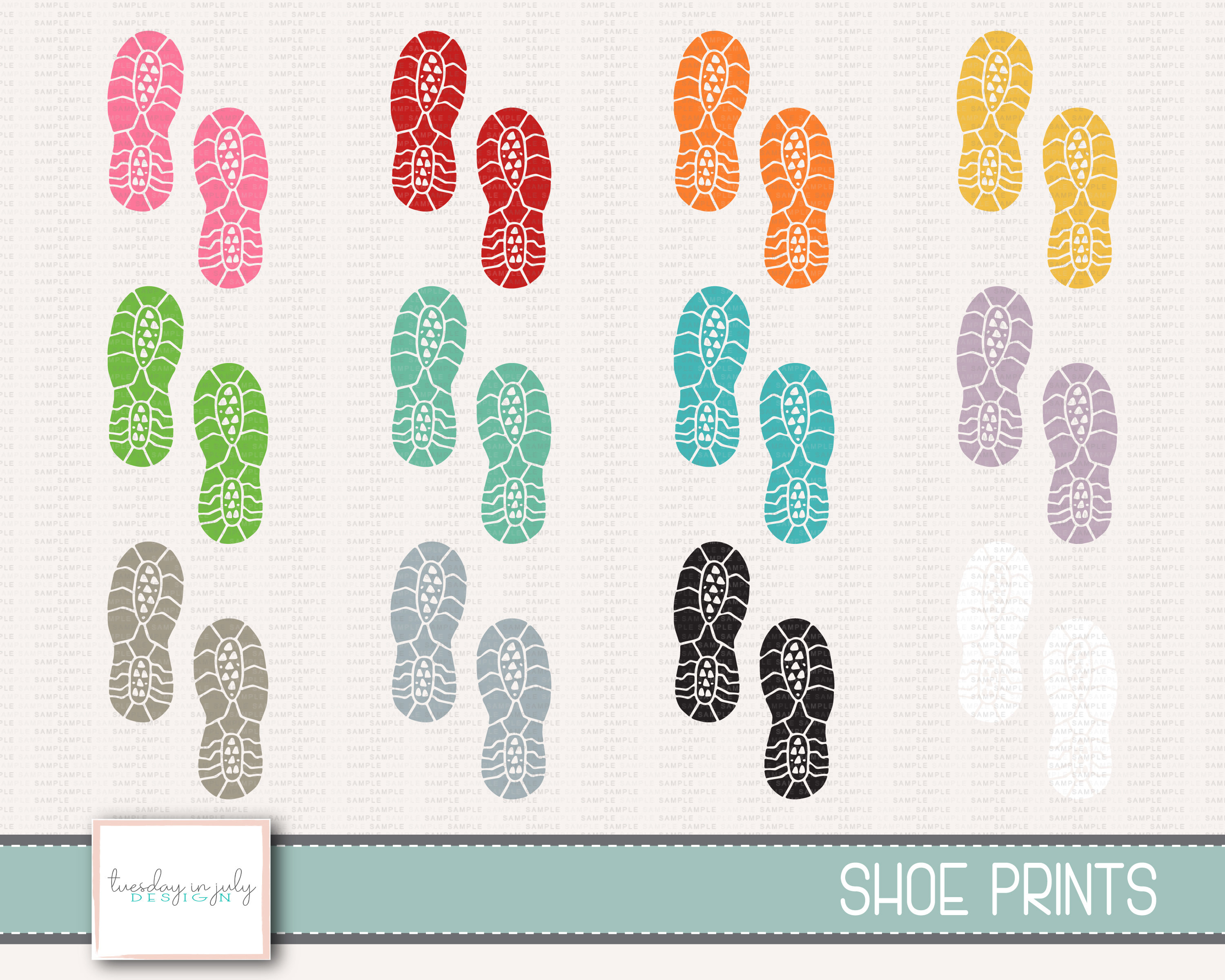 Shoe Print Shoe Prints Hand Drawn Clipart Set Commercial - Etsy UK