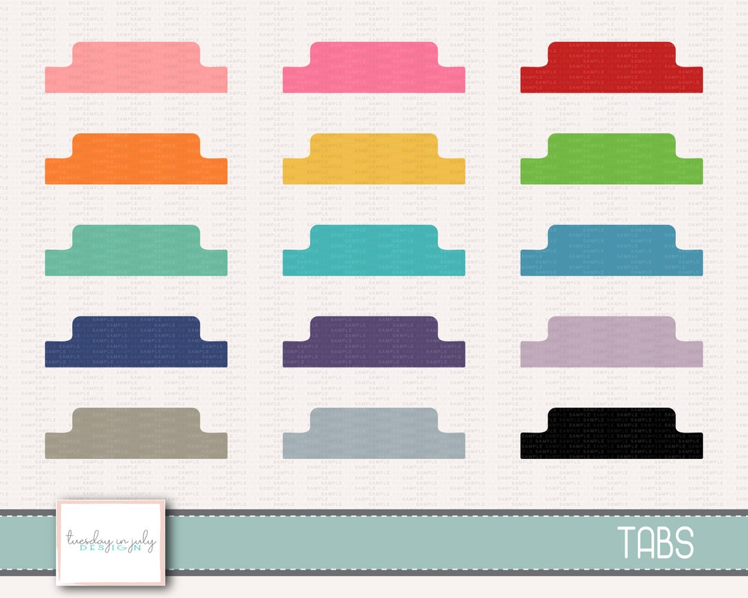 Tabs, Tab, Solid Tabs- Clipart Set, Commercial Use, Instant Download ...