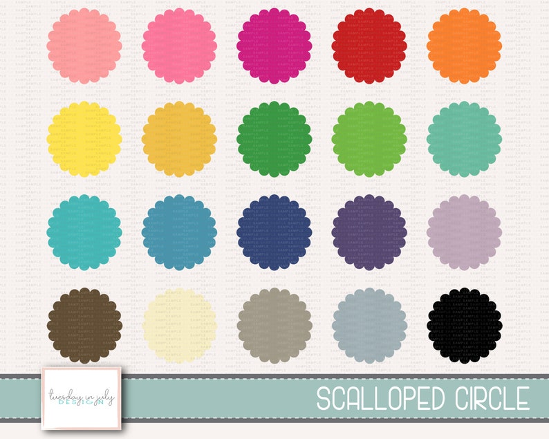 Scalloped Circle- Scalloped Circles- Scallop Circle- Clipart Set ...