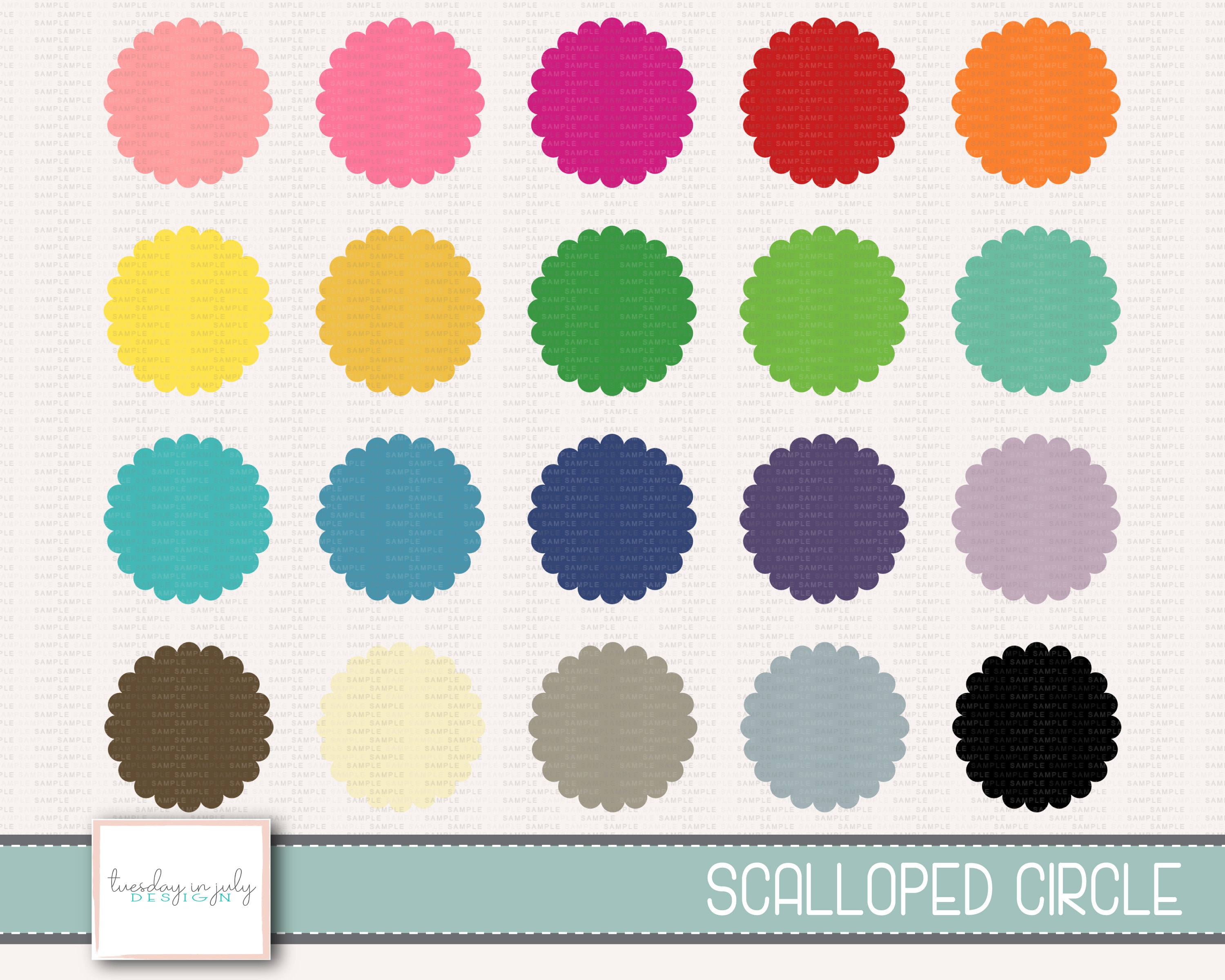 Scalloped Circle Clipart Set – Colorful Digital Images (commercial Use ...